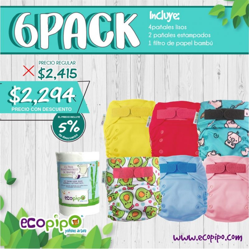 Paquete Ecopipo 6 pañales - La tiendita de Conita